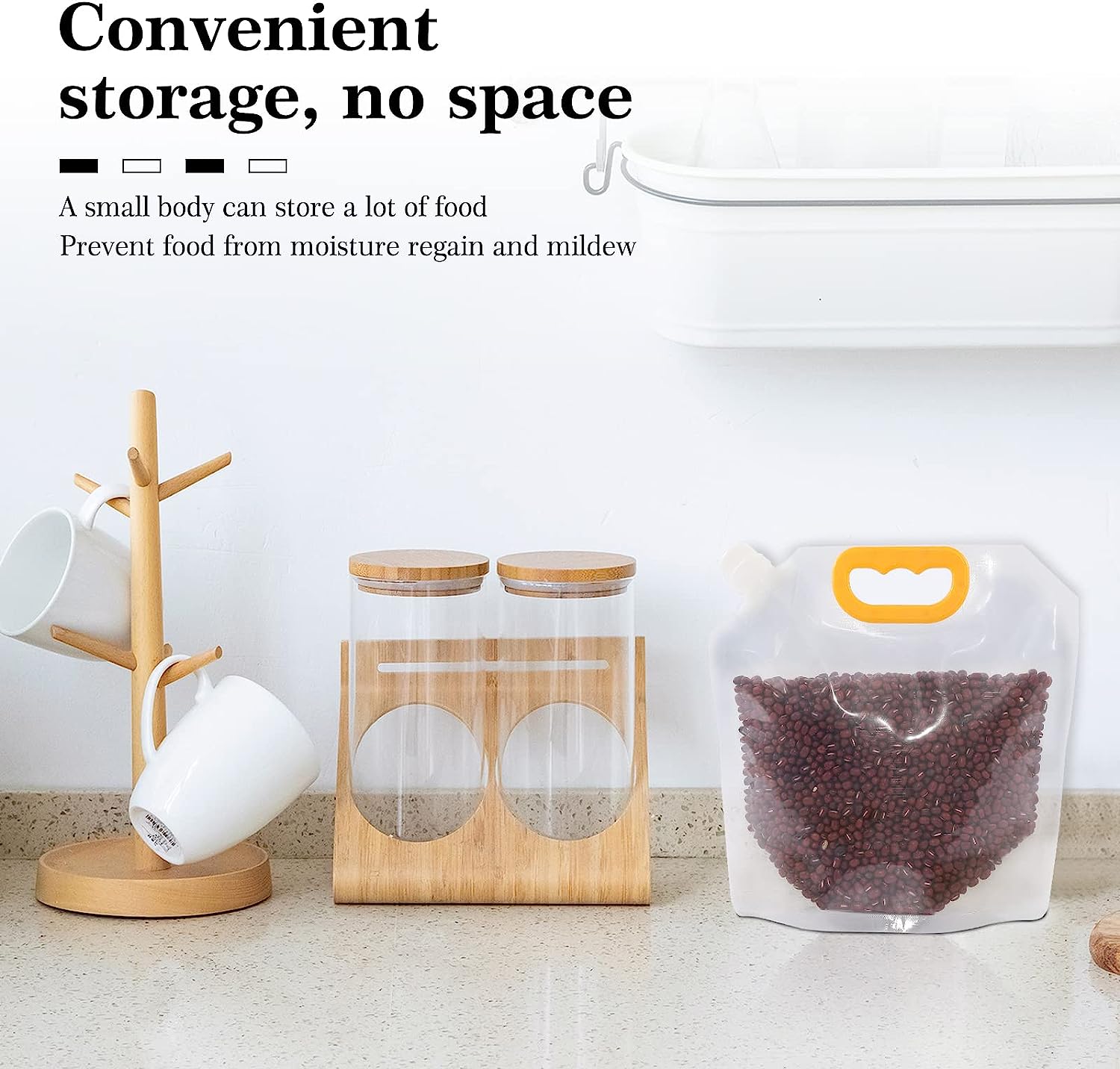 كيس حفظ وتخزين الأرز والحبوب والبقوليات 4 لتر بغطاء ويد قابل للطي والغسيل لإعادة الاستخدام – Cairo99