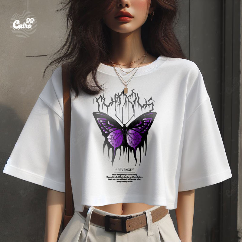 Revenge Oversized Crop Top – white – Cairo99